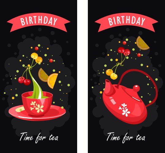 Tea time card Royalty Free Vector Image - VectorStock