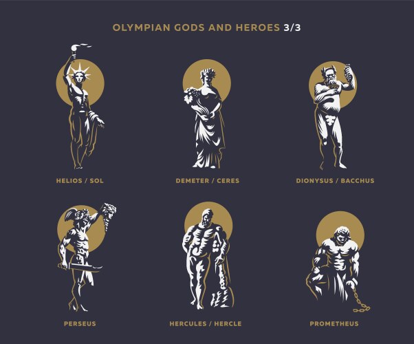 Olimpian gods and heroes Royalty Free Vector Image