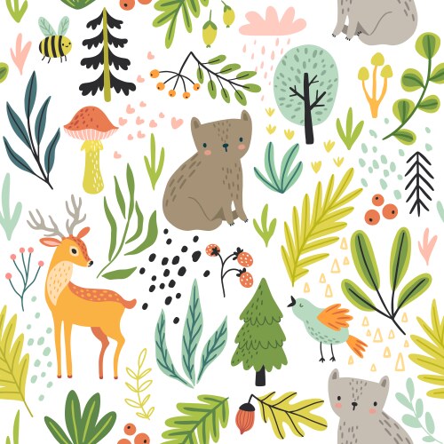 Cute forest pattern Royalty Free Vector Image - VectorStock