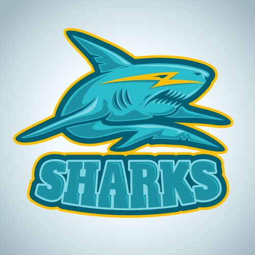Retro logo with shark Royalty Free Vector Image