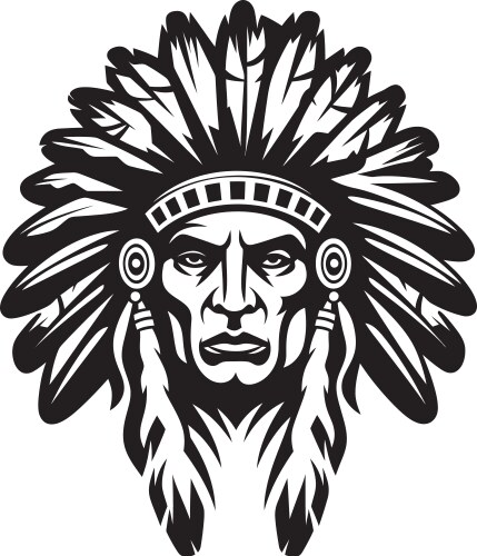 Tribal majesty native american chief emblem Vector Image