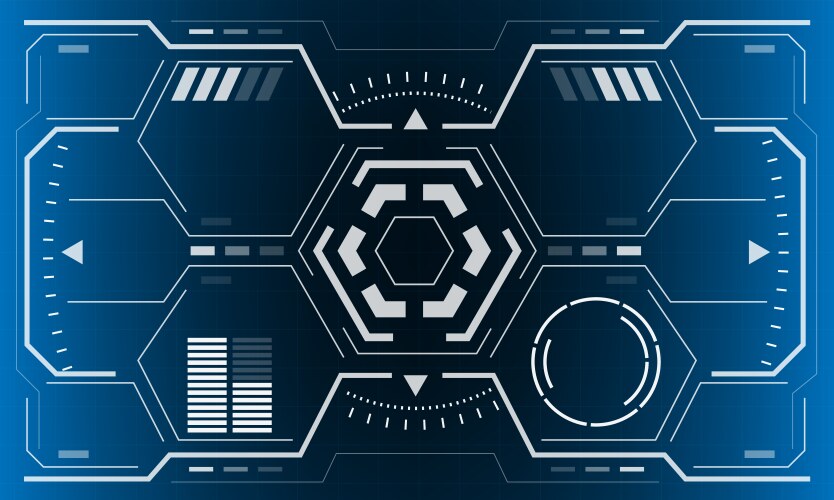 Hud sci-fi interface screen view white hexagon Vector Image