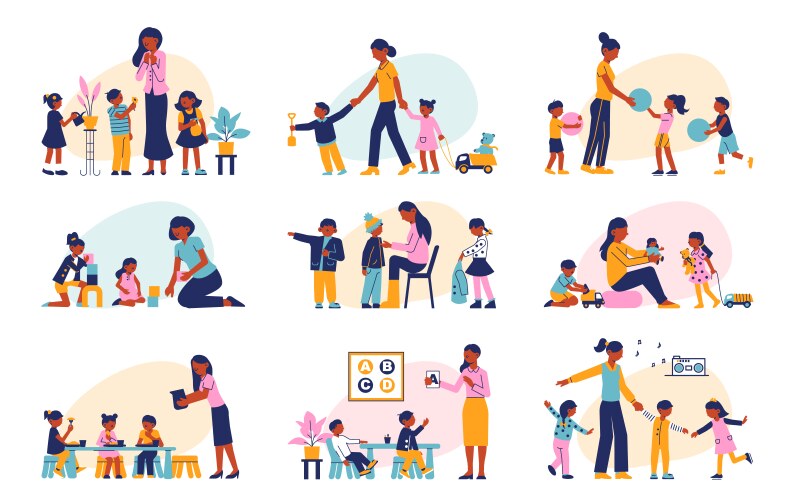 Happy children from kindergarten Royalty Free Vector Image