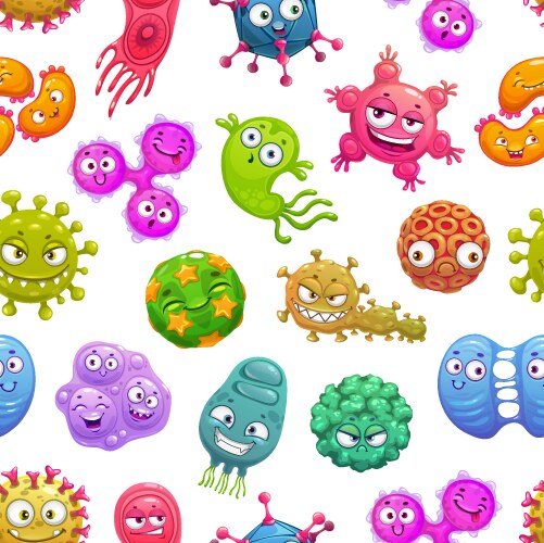 Set cartoon style angry germs viruses Royalty Free Vector