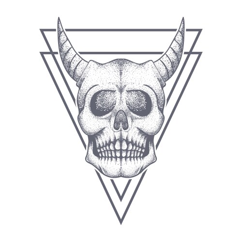 Praying skull triangle Royalty Free Vector Image