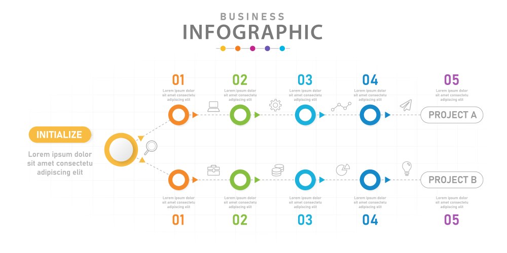 Infographic 5 steps timeline roadmap with circles Vector Image