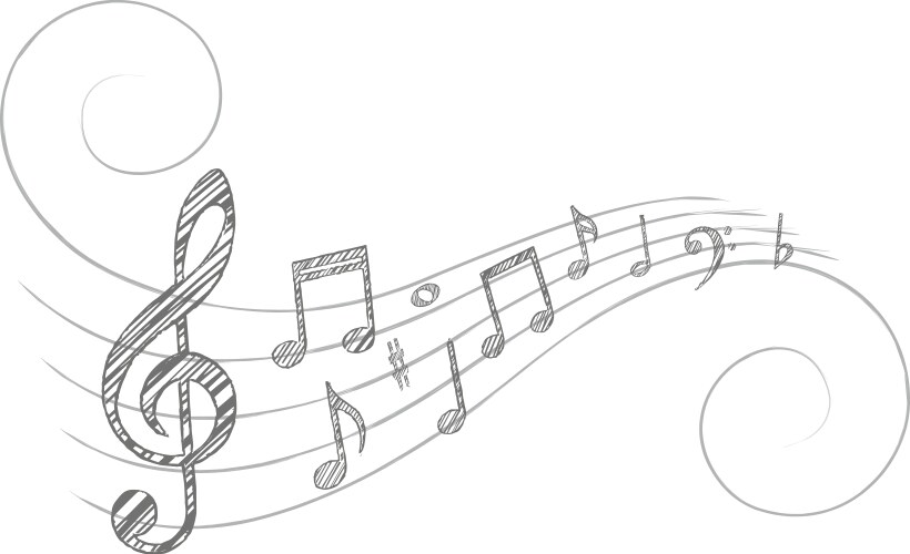 Music notes on scale Royalty Free Vector Image