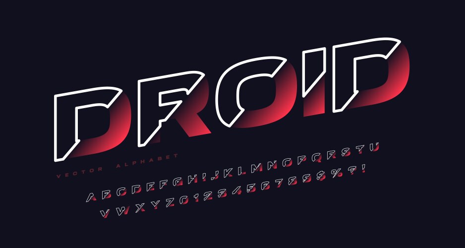 Sliced font design alphabet letters and numbers Vector Image