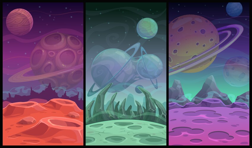 Cartoon fantasy space background alien planet Vector Image