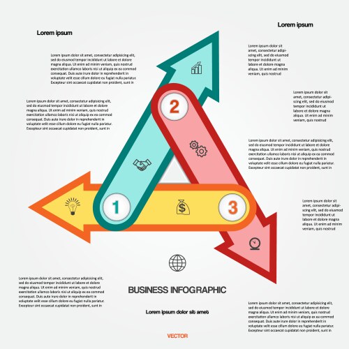Triangular diagram chart triangle with 3 steps Vector Image