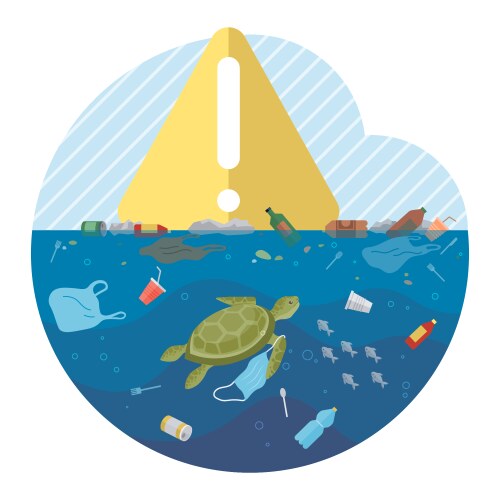 Ocean pollution contamination is global Royalty Free Vector