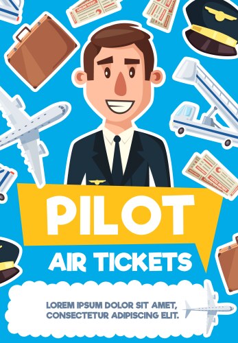 Airport planes flight tickets pilot and aircrew Vector Image