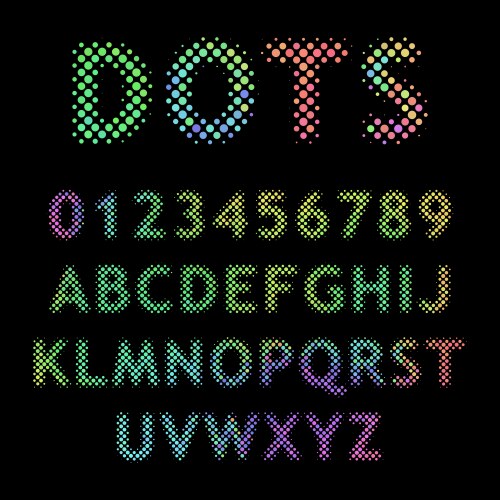 Digital letters and numbers set Royalty Free Vector Image