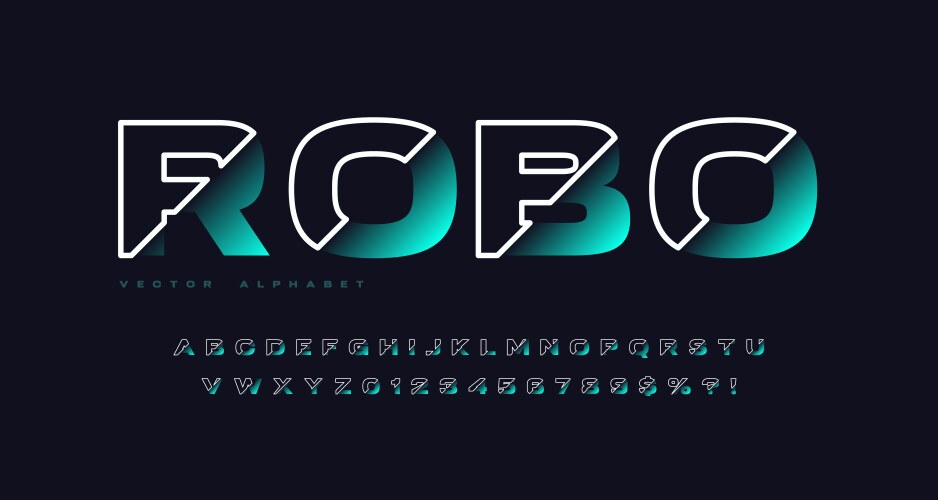 Sliced sans serif alphabet cut font Royalty Free Vector