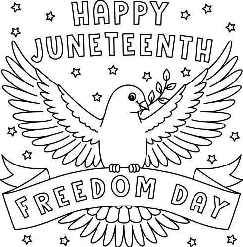 Juneteenth freedom day coloring page for kids Vector Image