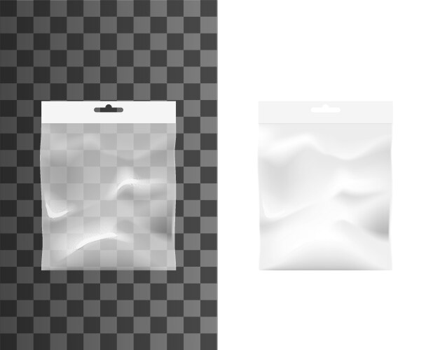 Food empty plastic packaging bag icon set Vector Image