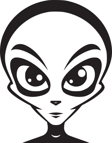 Alien - black and white Royalty Free Vector Image