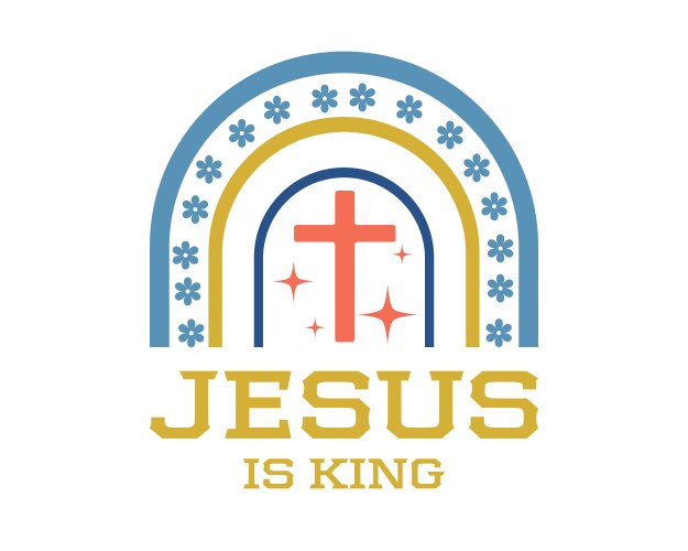 Jesus christian words retro typography handwriting