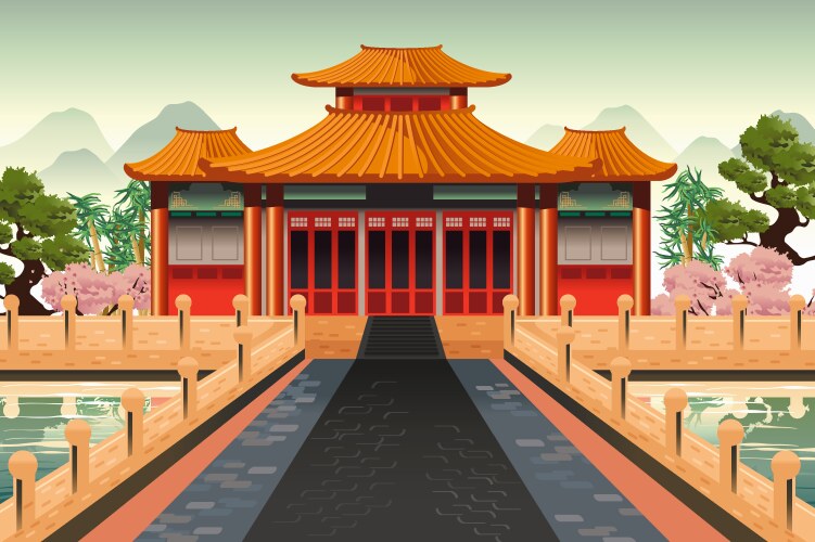 Chinese gate Royalty Free Vector Image - VectorStock