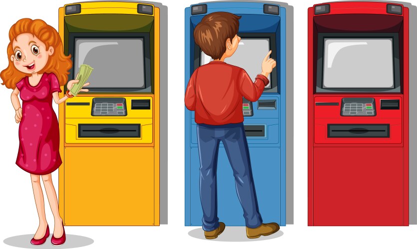 Atm bank machine error flat Royalty Free Vector Image