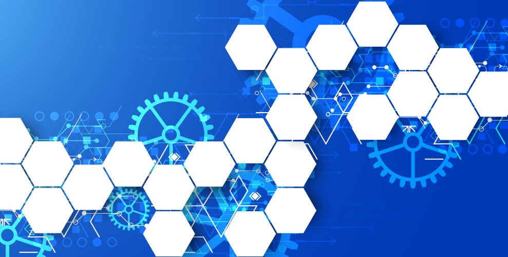 Gear wheel technology pattern on blue gradient Vector Image