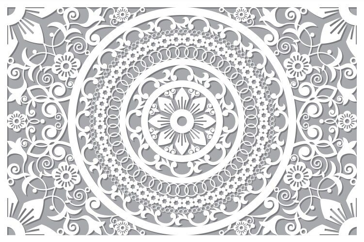 Openwork mandala design in ractanle Royalty Free Vector