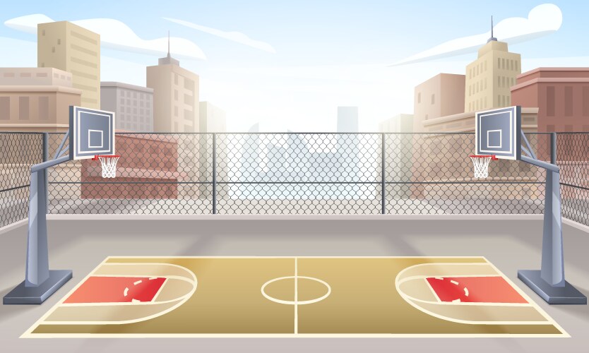 Cartoon basketball court Royalty Free Vector Image