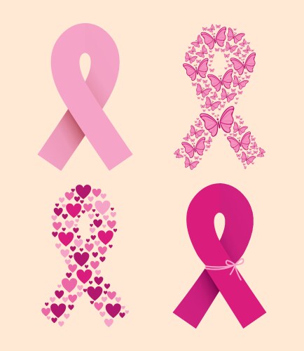 Breast cancer symbol with flying butterflies Vector Image