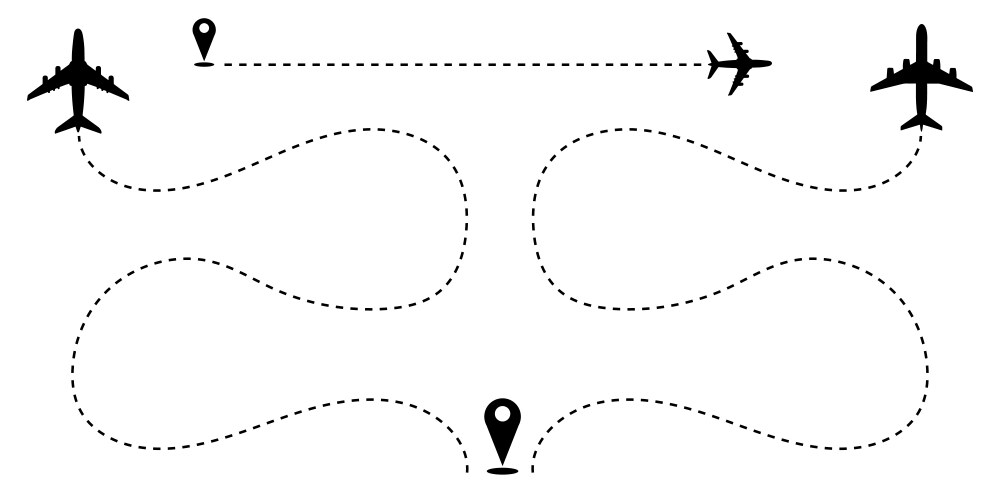 Location dotted arrow curved zigzag Royalty Free Vector