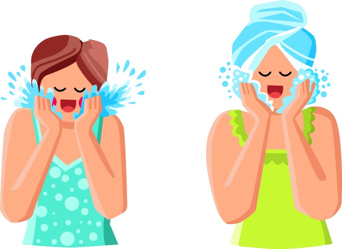 Woman washing face Royalty Free Vector Image - VectorStock