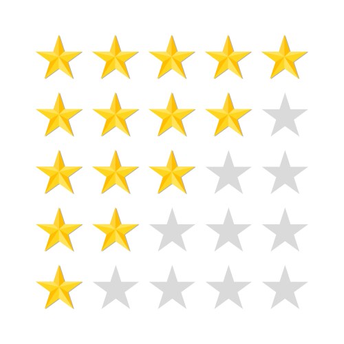 Five Star Quality Rating Icons Royalty Free Vector Image