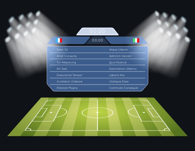 Football soccer match statistics Royalty Free Vector Image