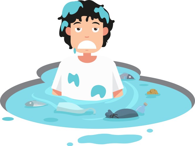 Person drowning in waterwatch your step Royalty Free Vector