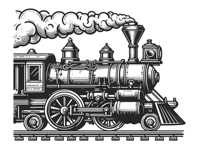 Steam locomotive sketch Royalty Free Vector Image