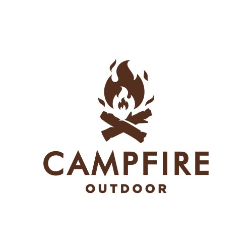 Campfire logo for mountain camping adventure Vector Image