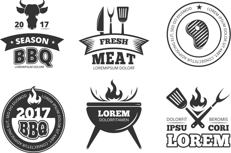 Barbecue and grill label steak house restaurant Vector Image