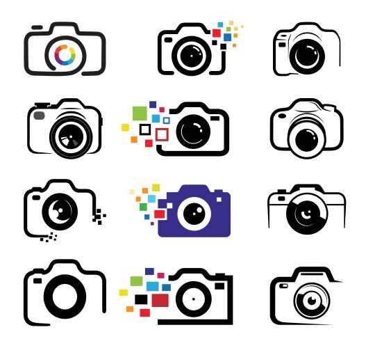 Creative colorful camera line logo design symbol Vector Image