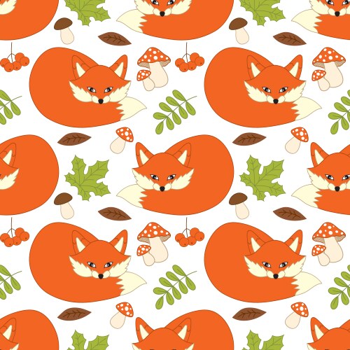 Seamless pattern with a foxes Royalty Free Vector Image