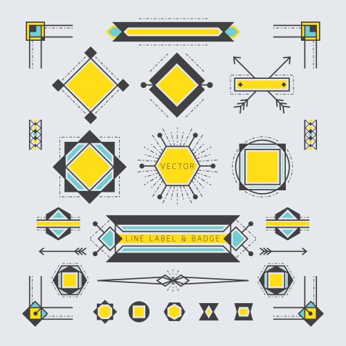 Geometric labels and badges linear style Vector Image