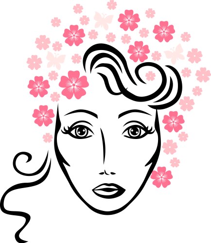 Woman Face Flowers Vector Images (over 25,000)
