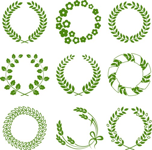 Laurel leaf golden frames isolated wreath Vector Image