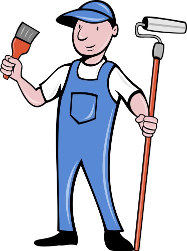 Cartoon painter holding a paintbrush Royalty Free Vector