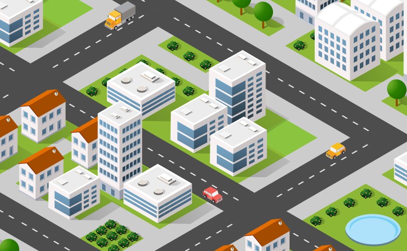 3d map isometric city Royalty Free Vector Image
