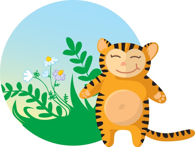 Cute cartoon tiger cub in graduate hat holding Vector Image