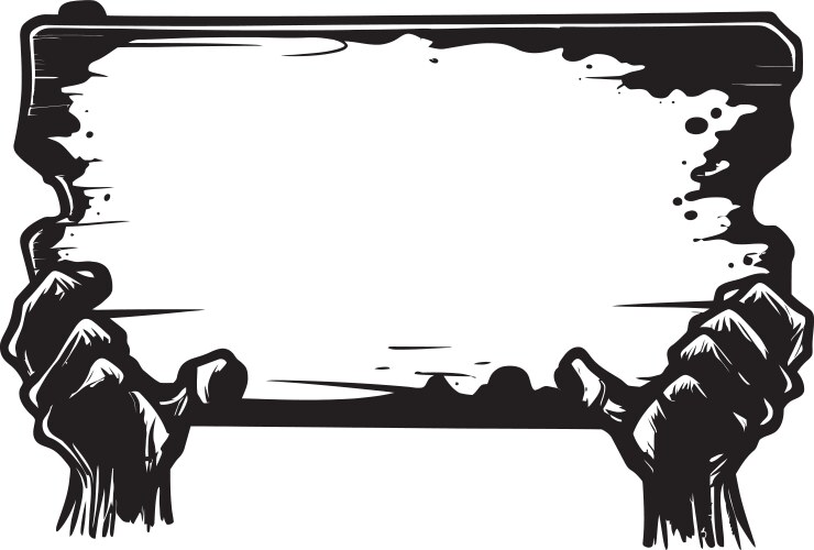 Undead usher zombie hand signboard logo design Vector Image
