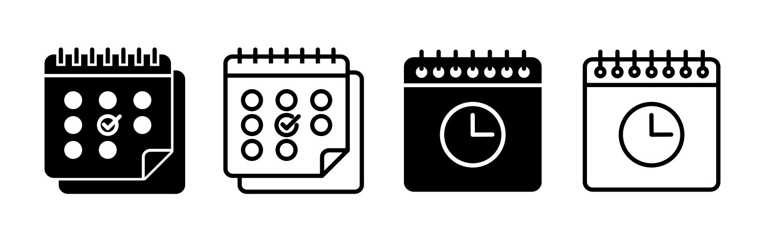 Calendar icon set calender symbol Royalty Free Vector Image