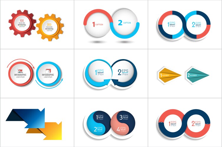 Mega set two elements steps chart diagram Vector Image