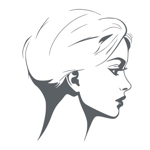 Young woman face side view in low key style Vector Image