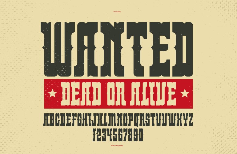 Bold serif typeface in old vintage american style Vector Image