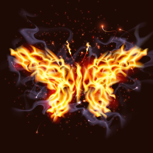 Flying fire butterfly Royalty Free Vector Image